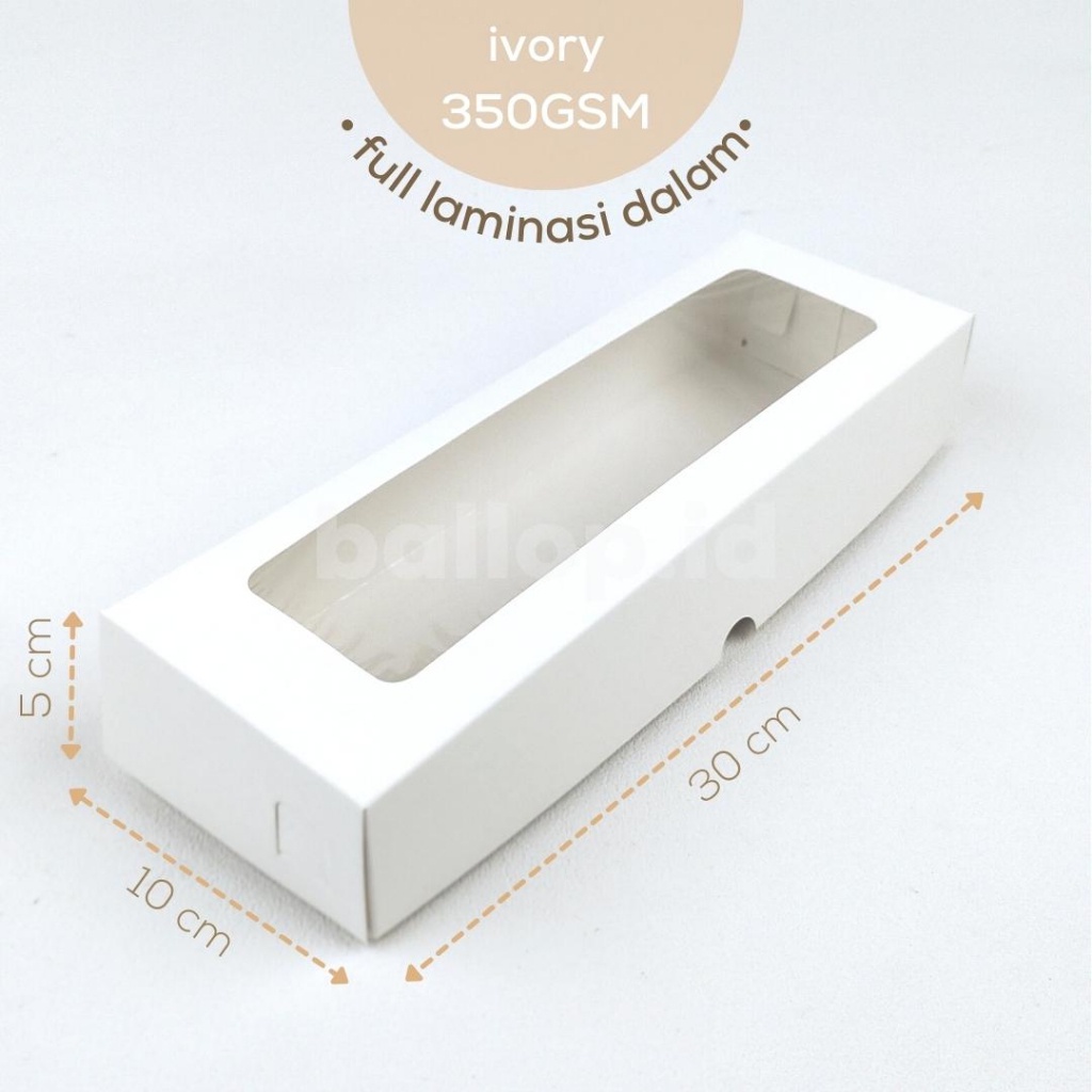 Jual IVORY 30 10 5 CM Laminasi Jendela Kotak Box Kemasan Packaging Dus Roti Brownies Putih Dos ...