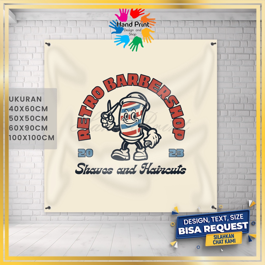 Jual SPANDUK / BANNER / MMT Vintage Barbershop Pangkas Rambut Cukur ...