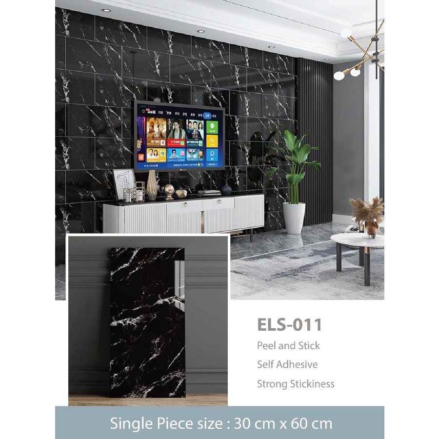 Jual Wallpaper Dinding Marble Vinyl 30cm x 60cm Sticker Lantai Marbel ...