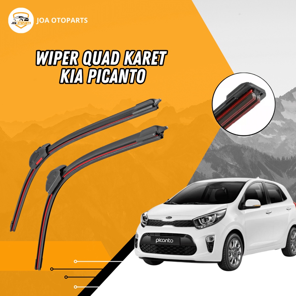 Jual Wiper Quad Karet 4 Lapis Karet Kia Picanto Frameless Model Quad ...