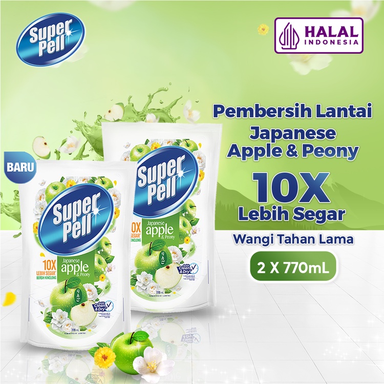 Jual SuperPell Pembersih Lantai Pel Lantai Harum & Wangi Japanese Apple & Peony 770 mL x2 ...