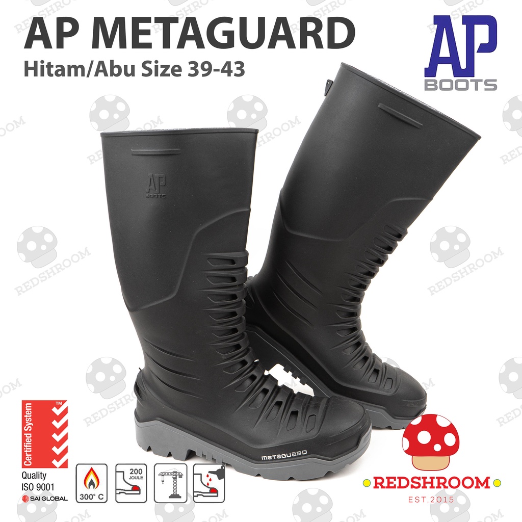 Jual Sepatu Boot SAFETY Tinggi Metaguard Hitam AP Boots Toe Cap Besi ...