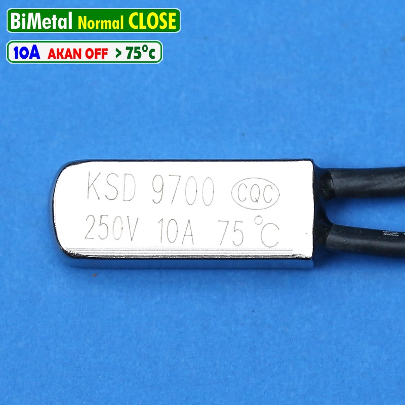 Jual Bimetal NC Thermostat 75C 10A KSD9700 Sekering Sensor Suhu Otomatis | Shopee Indonesia