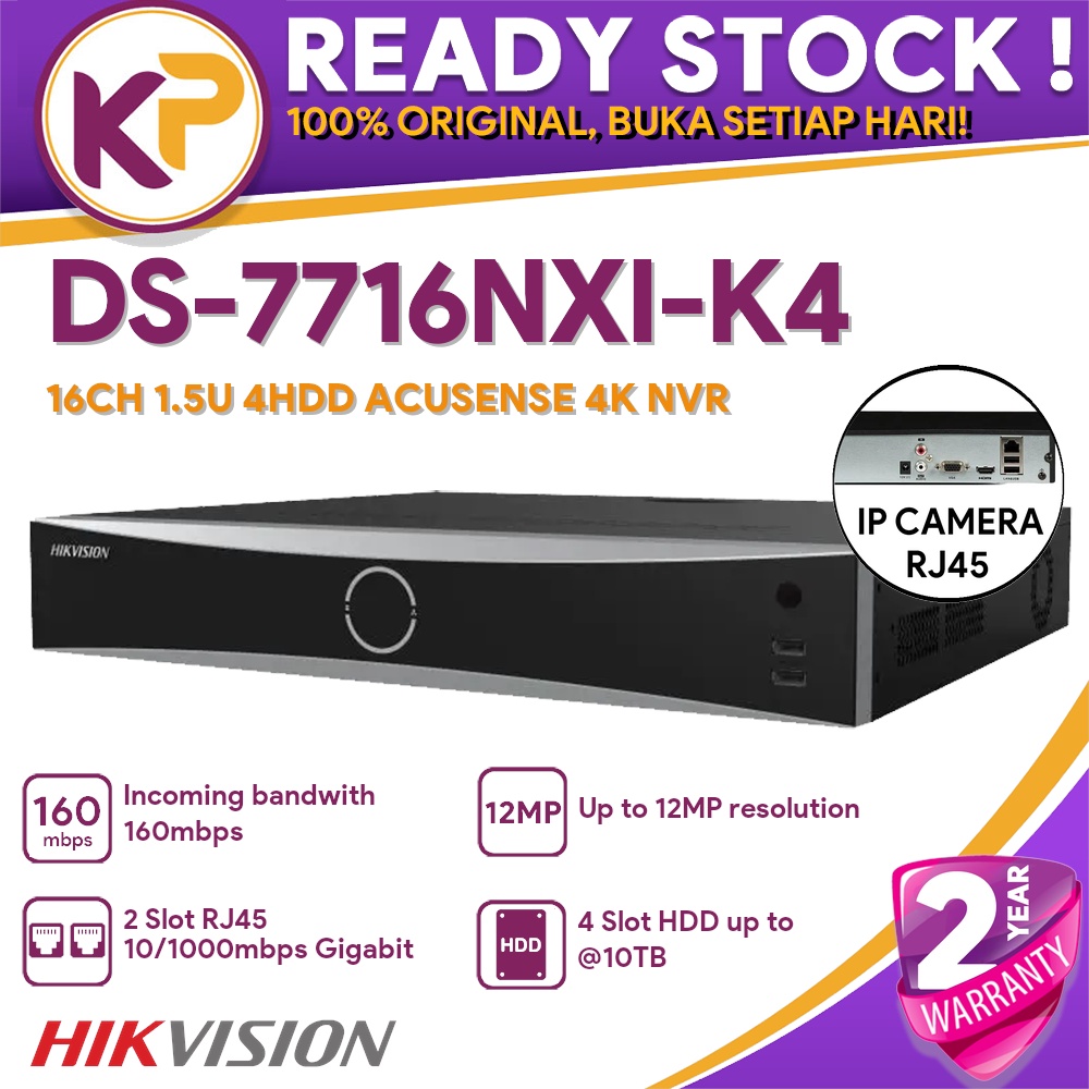 Jual HIKVISION DS-7716NXI-K4 16CH 1.5U 4HDD ACUSENSE 4K NVR UPTO 12MP RESMI | Shopee Indonesia