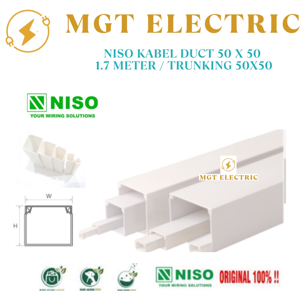 Jual NISO KABEL DUCT 50 X 50 1.7 METER TRUNKING 50X50 DAK WIRING ...