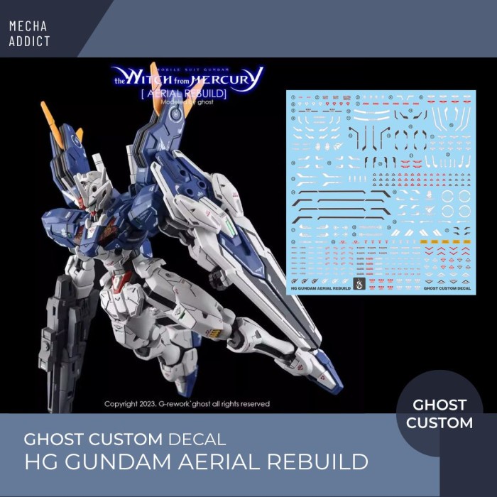 Jual Water Slide Decal HG Gundam Aerial Rebuild by Ghost - Fluorescent ...