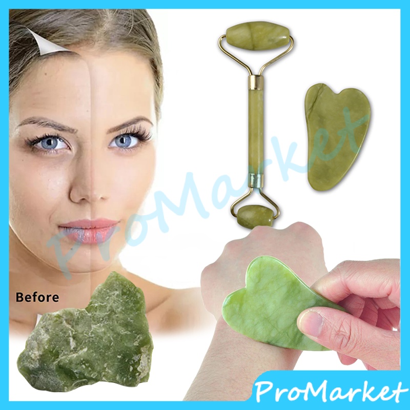 Jual Alat Facial Massage Jade Roller Batu Giok Pijat Wajah / Natural ...