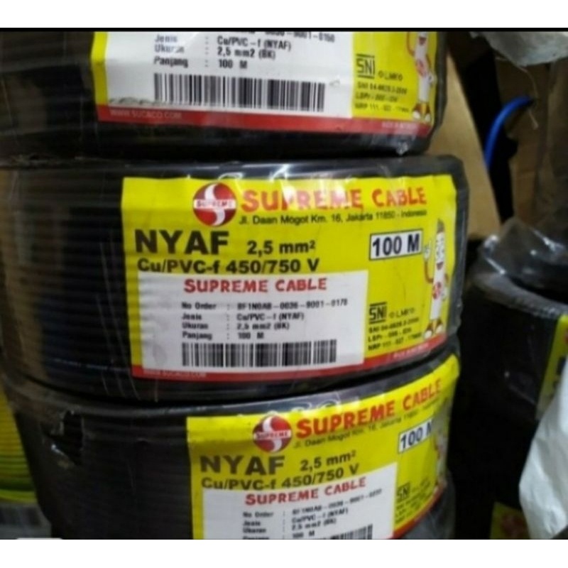 Jual KABEL NYAF 2,5 MM 2,5MM 1X2.5 1X2,5 MM SUPREME SERABUT METERAN ECERAN POTONGAN | Shopee ...