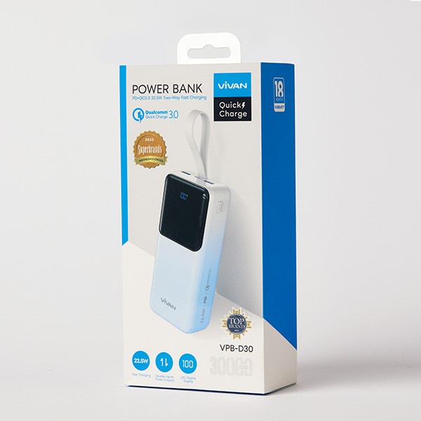 Jual VIVAN VPB-D30 Powerbank 30000mAh 3 Output Fast Charging 22.5W PD ...