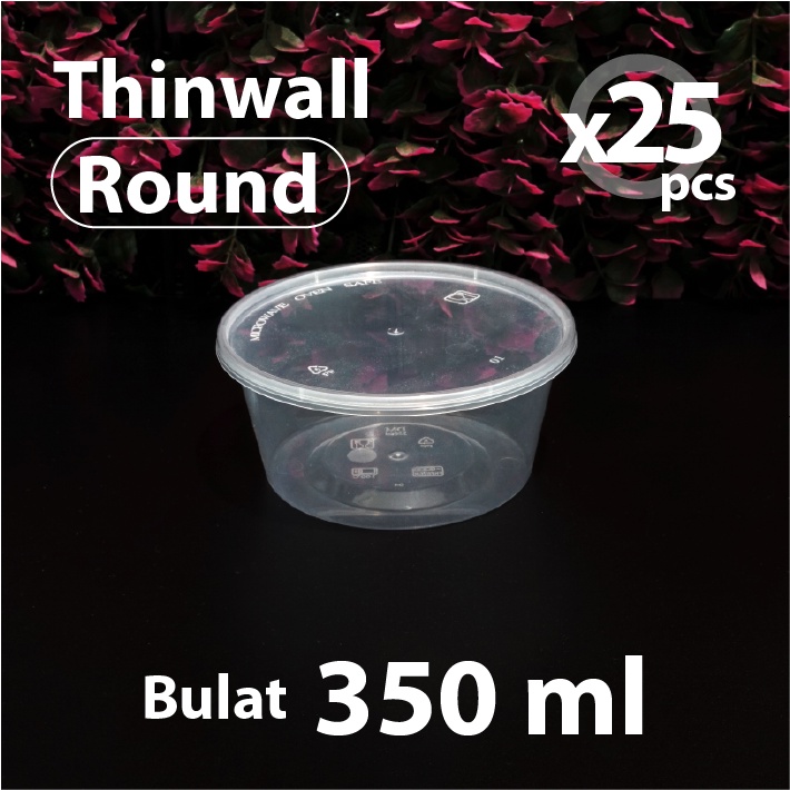 Jual Paket 25 set - Thinwall Round DM - Wadah Plastik Bulat 350 ml ...