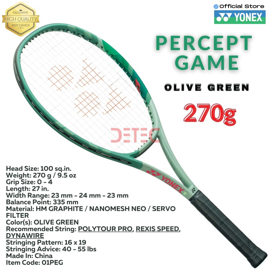Jual Yonex PERCEPT GAME 100 - 270 gram Olive Green - racket tennis ...