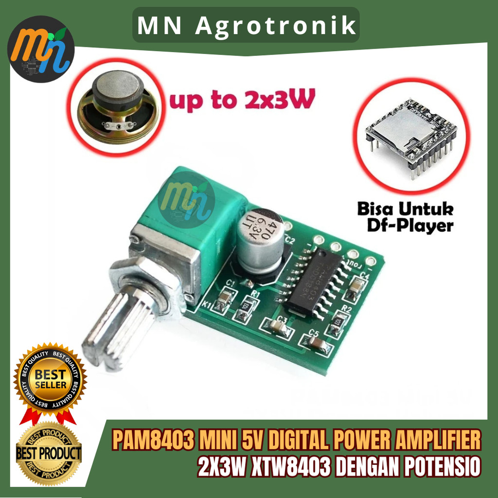 Jual PAM8403 MINI 5V DIGITAL POWER AMPLIFIER 2X3W XTW8403 POTENTIO ...