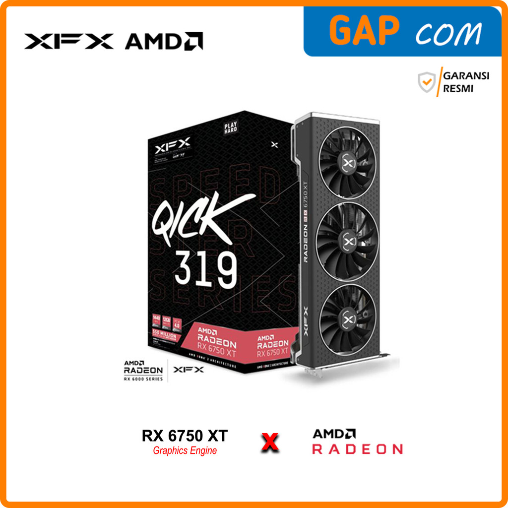 Jual VGA XFX Speedster QICK 319 AMD Radeon RX 6750 XT 12GB GDDR6 ...