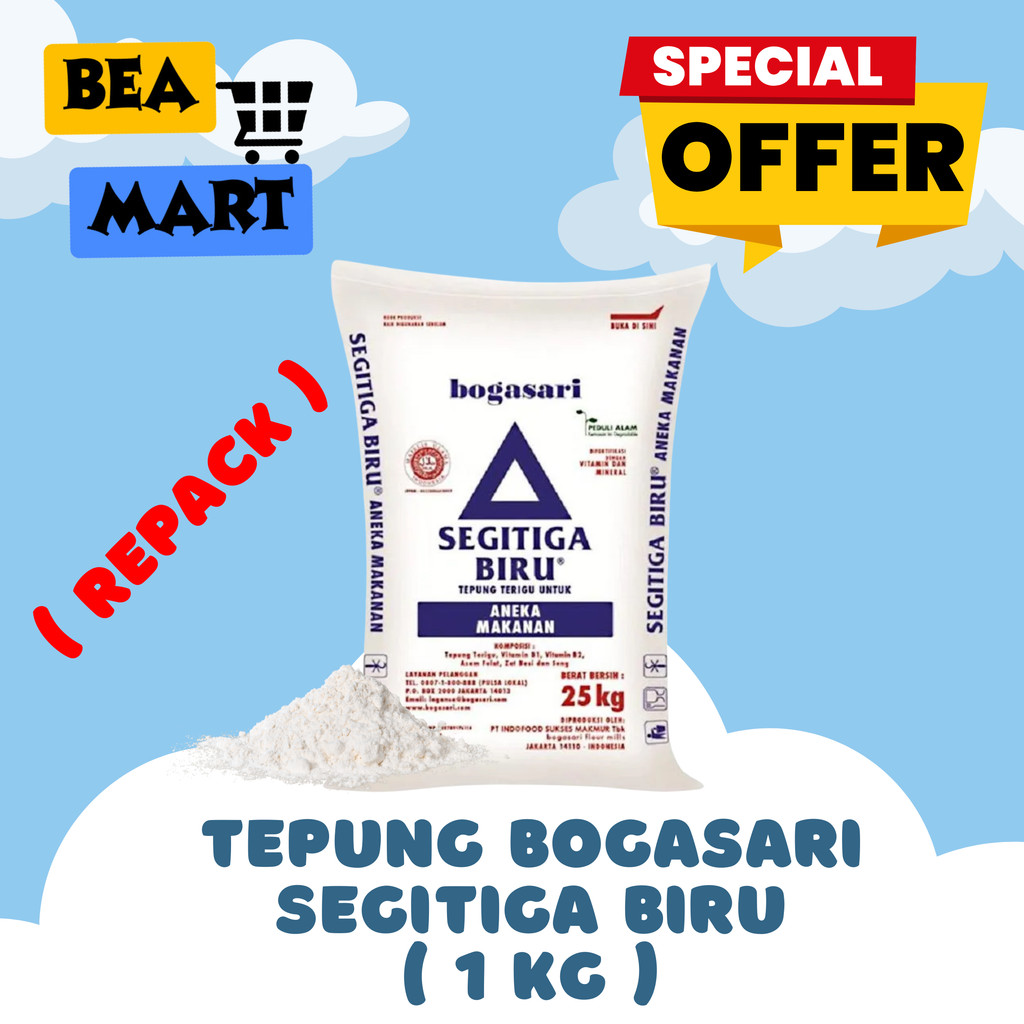 Jual Tepung Terigu Segitiga Biru Serbaguna Curah 1 kg | Kiloan Repack ...