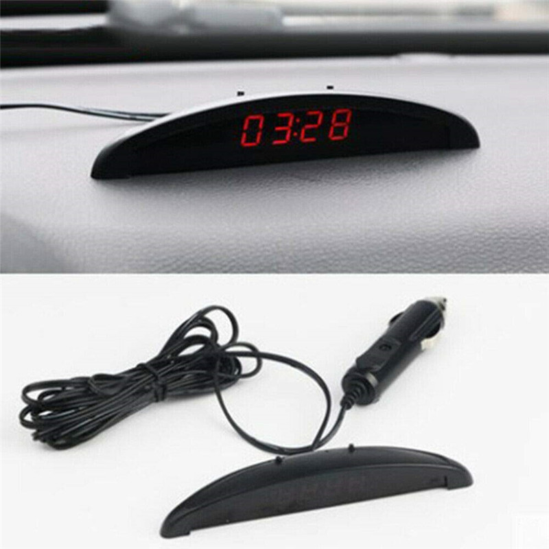 Jual LED Car Clock 24-Hour Thermometer Car Inside Outside Temperature ...