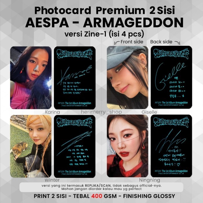 Jual (ISI 4 PCS) Photocard AESPA ARMAGEDDON SUPERNOVA - Potocard PC Premium 2 Sisi Kartu Kpop ...