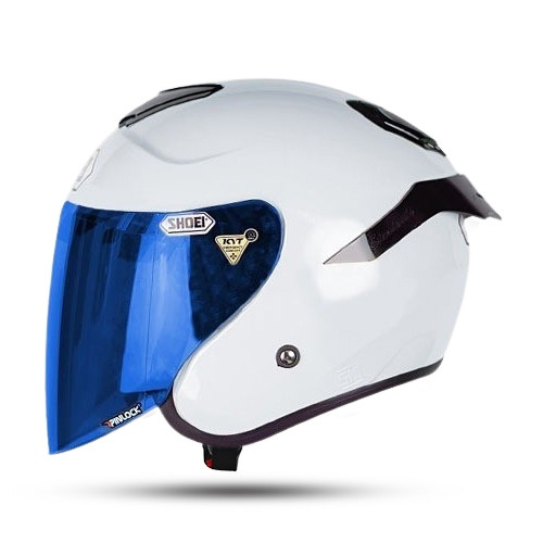 Jual Helm Half Face Mla Kiyoto Paket Ganteng Free Spoiler Visor Blue ...