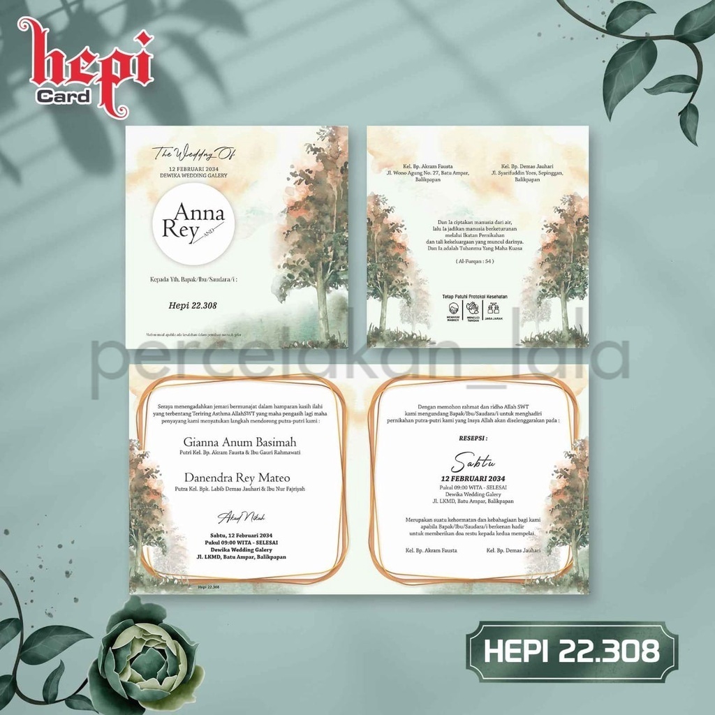 Jual Undangan Pernikahan Aesthetic Rustic Seri Hepi 22.308 Murah Sudah Cetak | Shopee Indonesia