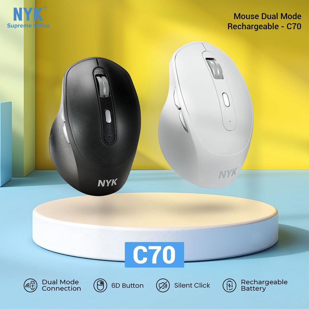 Jual Mouse NYK C70 Dual Mode Bluetooth Wireless Rechargeable | Shopee Indonesia