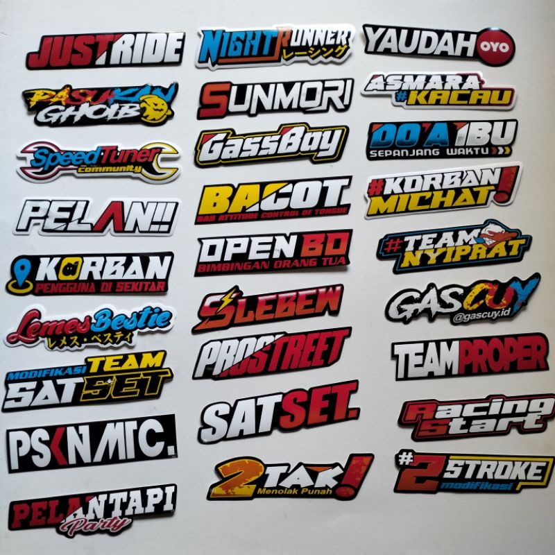 Jual Sticker Tulisan Kata2 Viral Tulisan Mendatar Buat di helmet/Motor ...