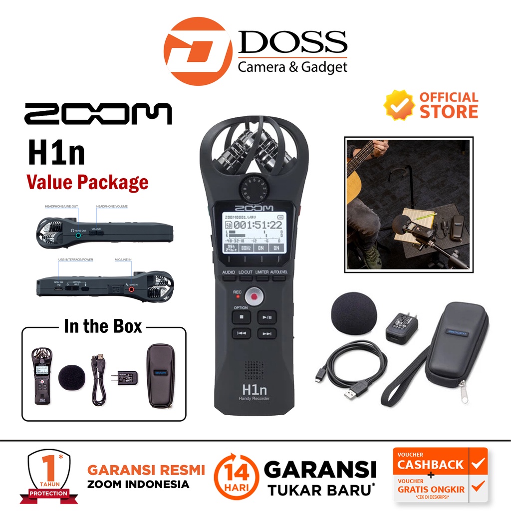 Jual Zoom H1N Value Pack Portable Handy Voice Recorder H1 N | Shopee ...