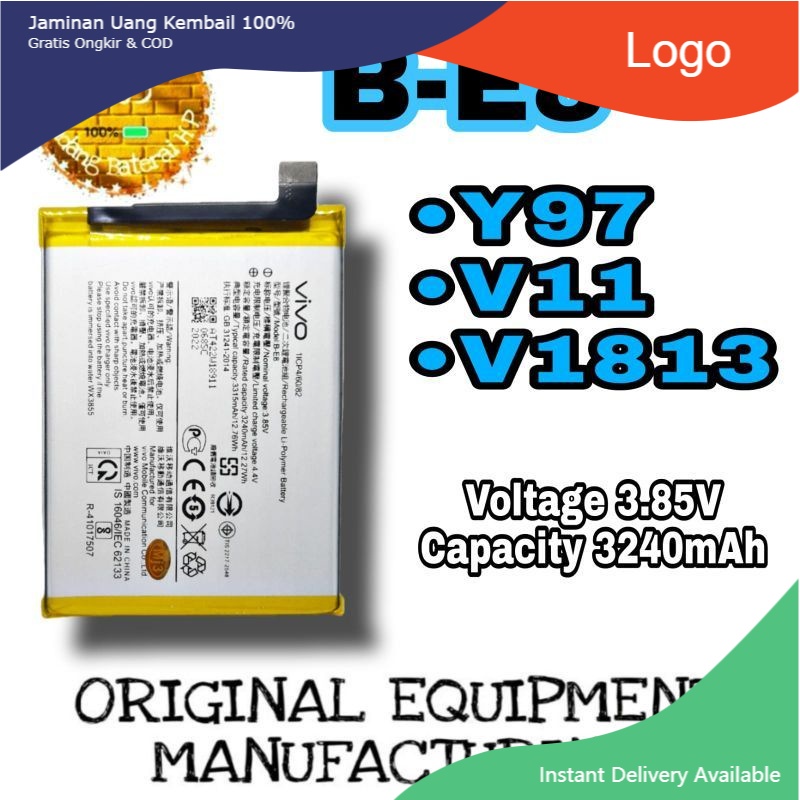 Jual Baterai Battery Original Vivo Y97/V11/V11i/1806/V1813 Model B-E8 ...