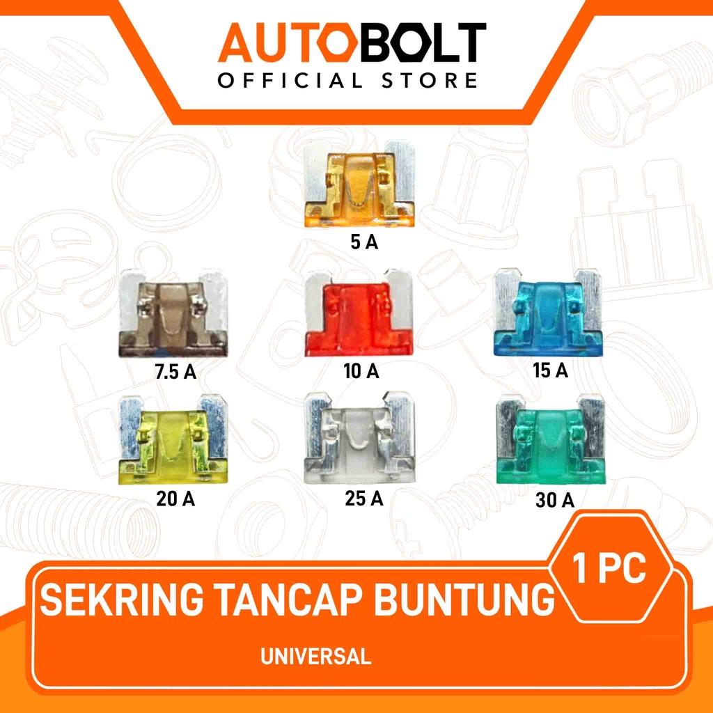 Jual Sekring Tancap Buntung Mobil Motor 5 7.5 10 15 20 25 30 A Sikring ...