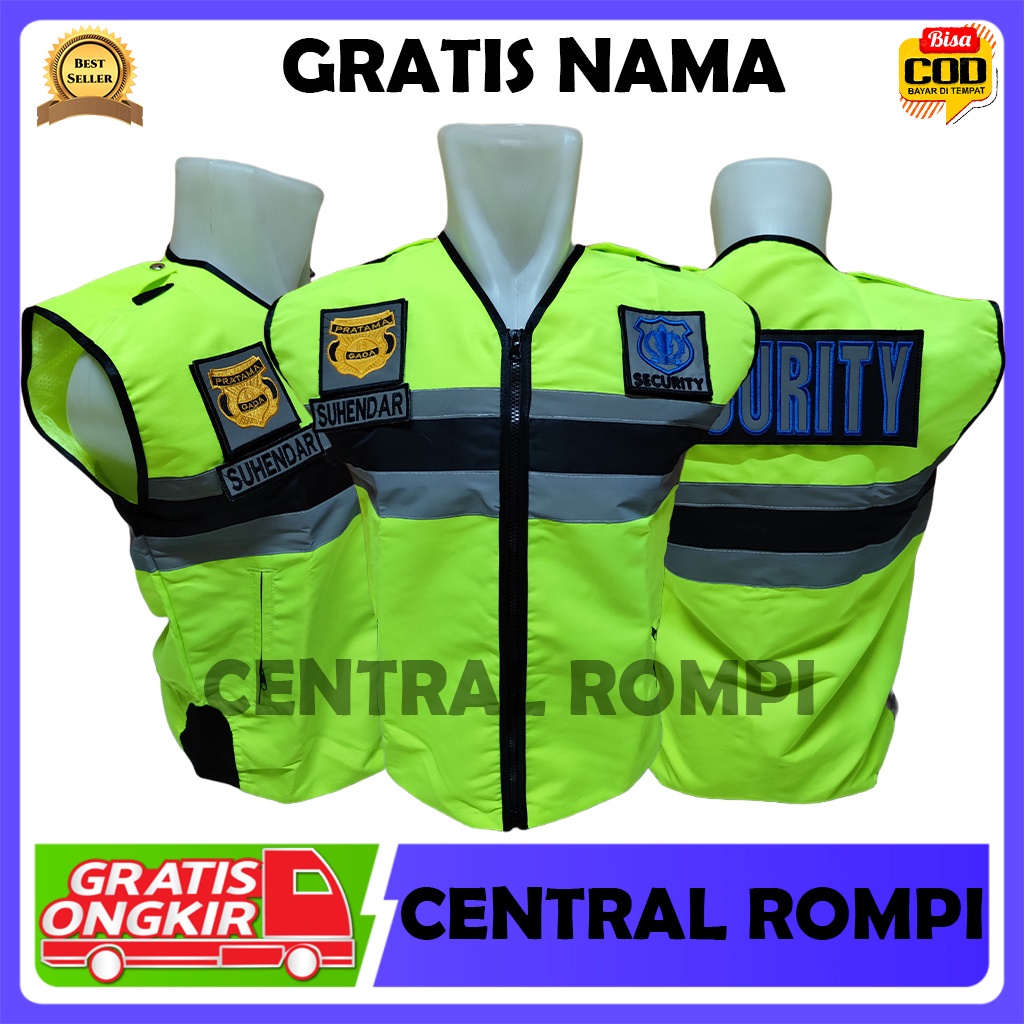 Jual Raja_Rompi Rompi Satpam/Security Model Palang Bahan Taslan Premium ...