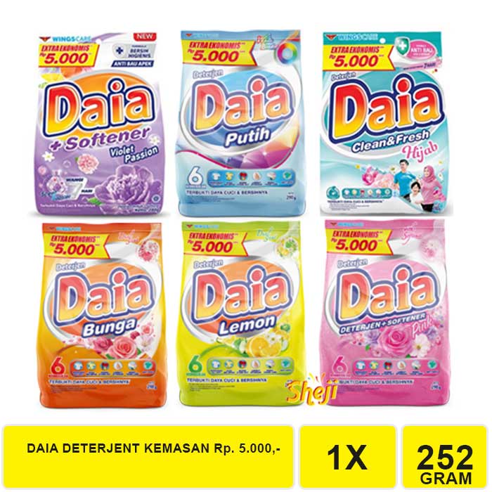 Jual Daia Detergent Bubuk 252gr All Varian BANDED isi 5 PCS | Shopee ...