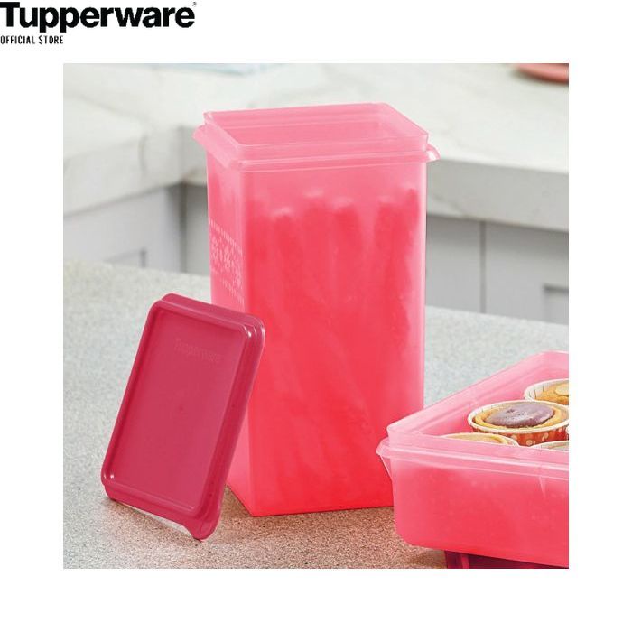 Jual TUPPERWARE TOPLES WADAH PLASTIK MERAH MOSAIC SWEET SAVER 2.6L BELI ...