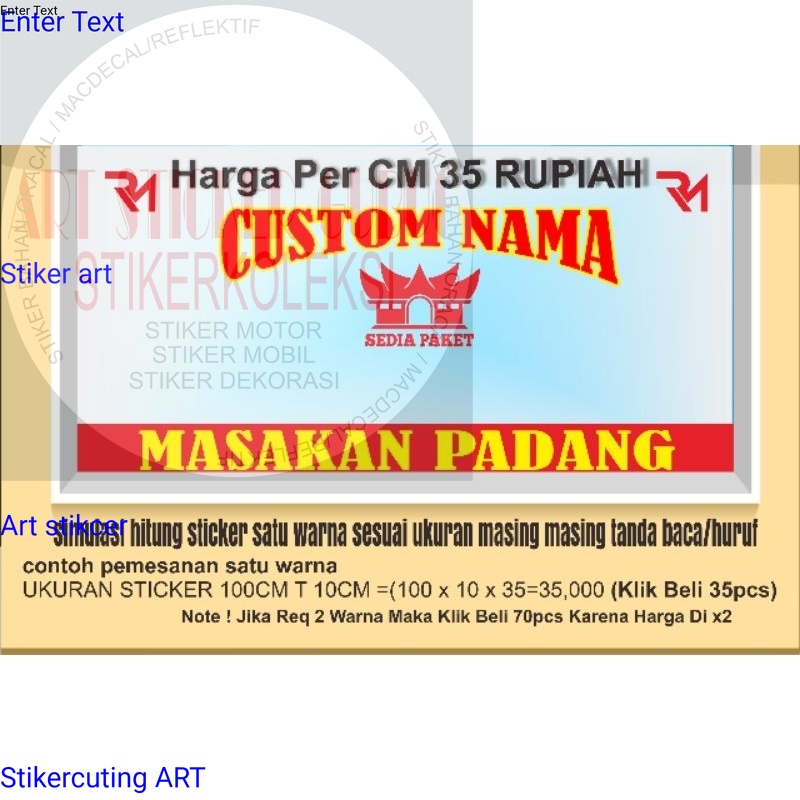 Jual Sticker Stiker Custom Nama Etalase Warteg Gerobak dll Stikerart820 ...