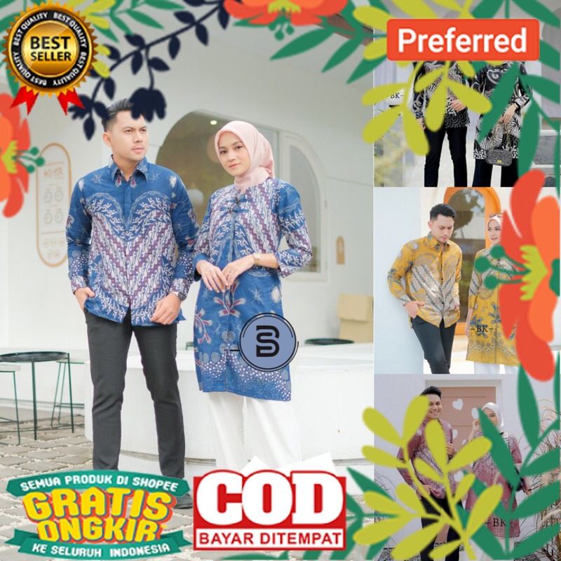 Jual Batik Couple Baju Batik Couple Modern Atasan Batik Tunik dan Kemeja Set Pakaian Tradisional ...