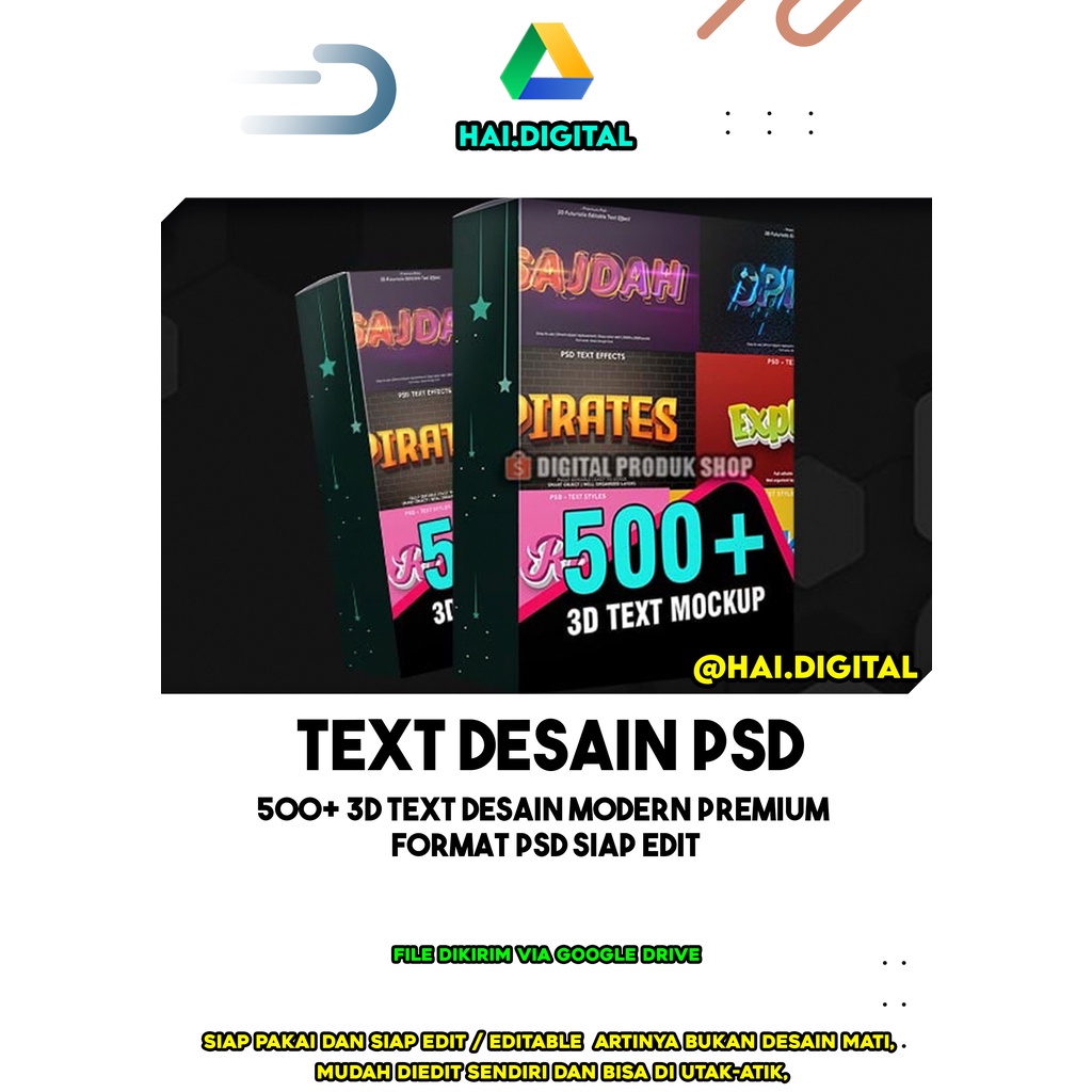 Jual 500+ 3D TEXT Desain Modern Premium Format PSD siap edit | Shopee ...