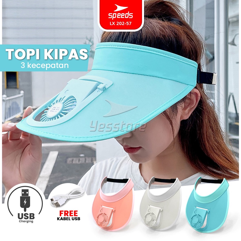 Jual SPEEDS Topi Kipas Angin Traveling USB Portable Mini Fan Hat Topi ...