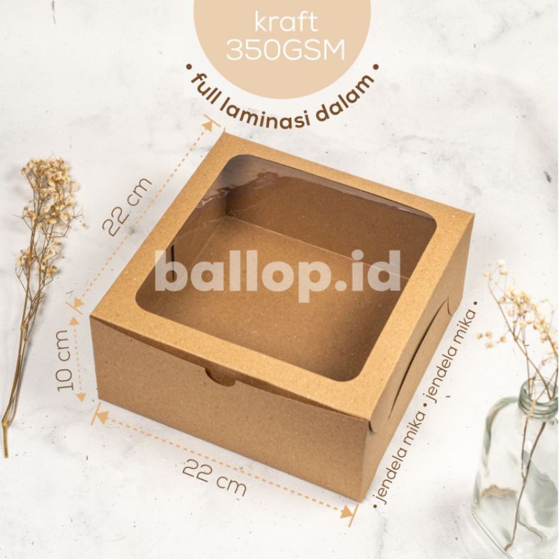 Jual KRAFT MIKA 22 22 10 CM Laminasi Kotak Box Kemasan Packing Cake ...