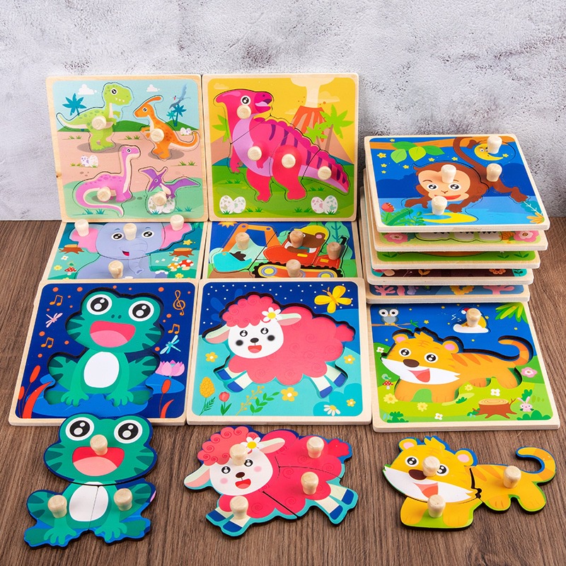 Jual GU Puzzle Knob 3D Chunky Puzzle Knob Kayu Anak Karakter Hewan dan ...