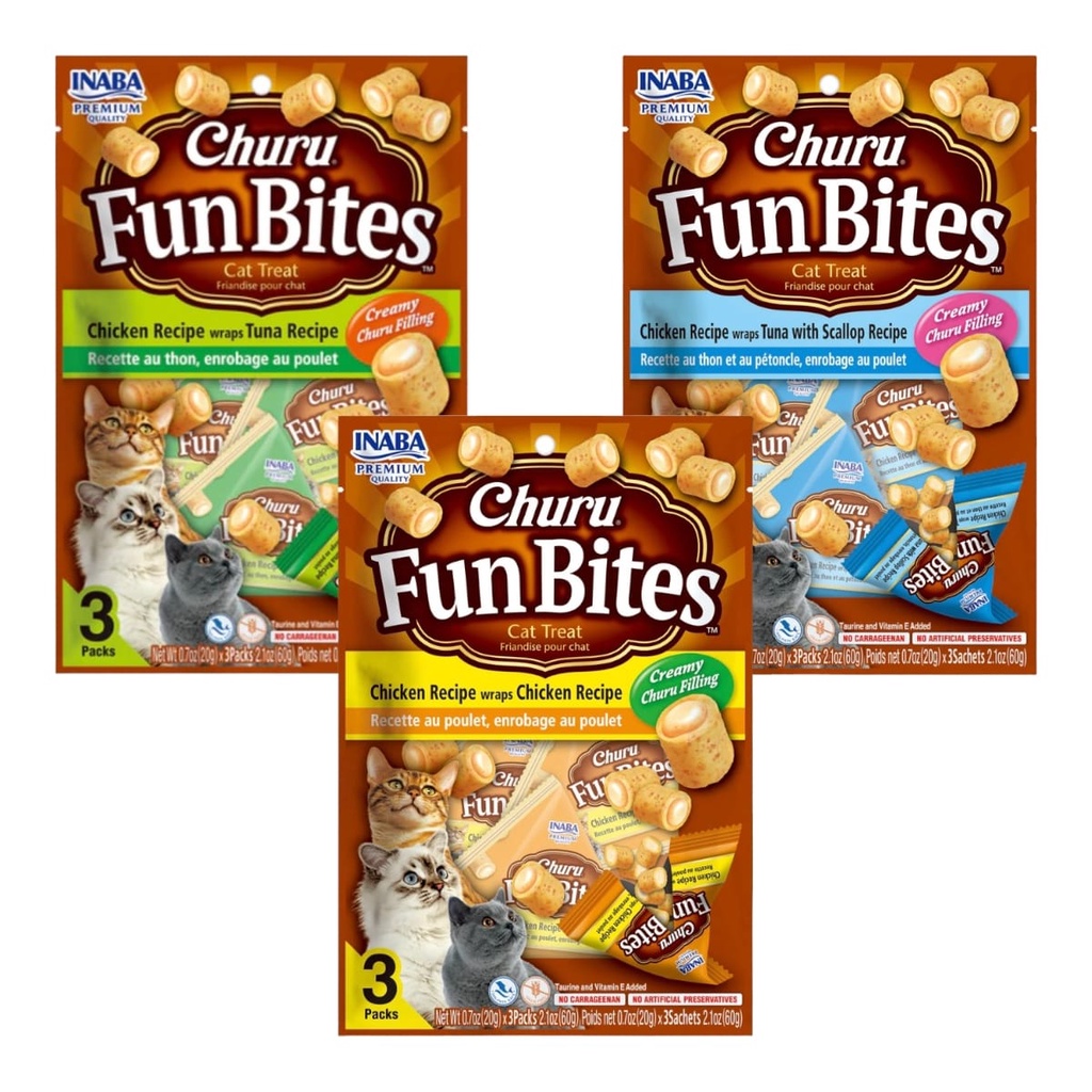 Jual Inaba Churu Fun Bites Tuna Scallop Chicken 20 GR 3Pcs Cat Snack ...
