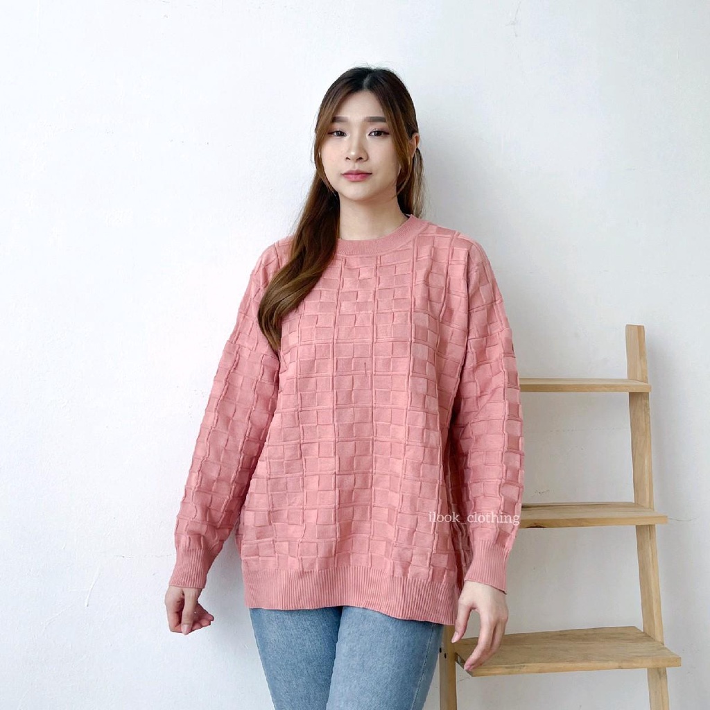 Jual SORA OVERSIZE TOPS atasan rajut katun halus adem tebal wanita tangan panjang hijab friendly ...