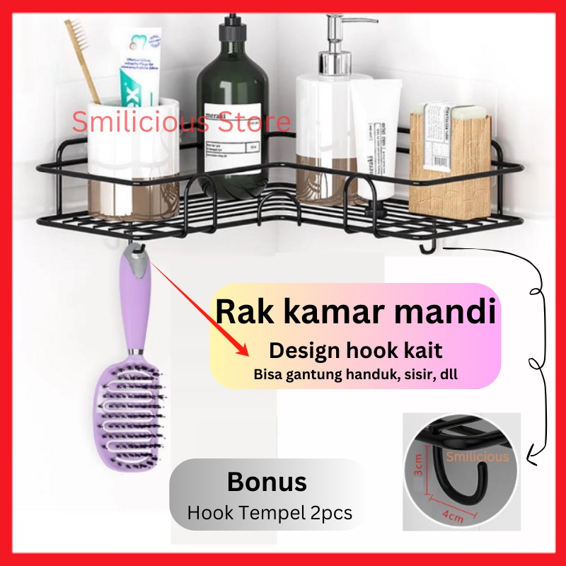 Jual Rak Besi Tempel Dinding Sudut Rak Kamar Mandi Hook Gantung Keramik ...