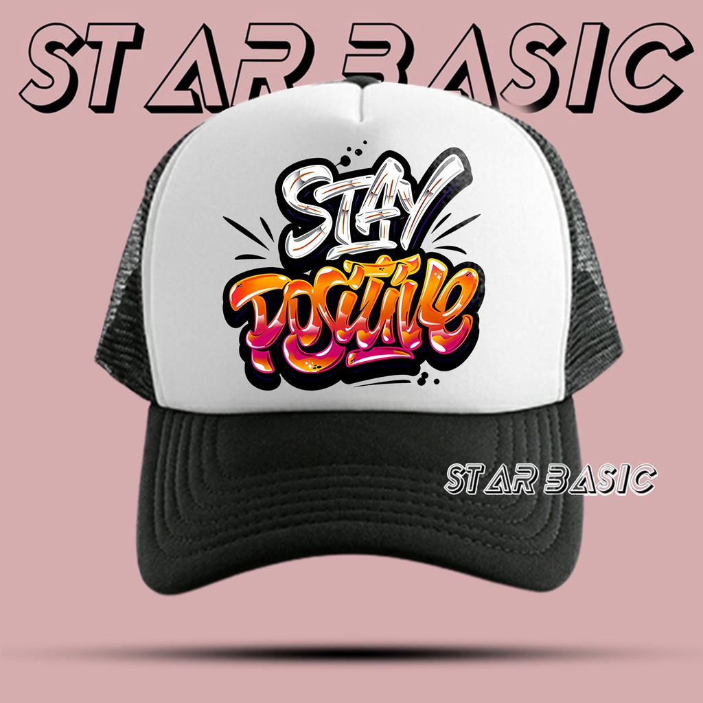 Jual Topi Jaring Pria STAY POSITILE - Topi Trucker - Topi Jaring Pria ...
