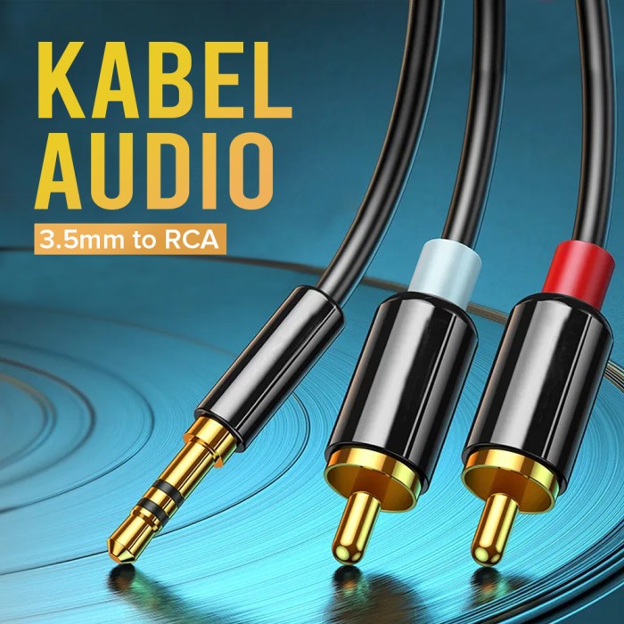 Jual FONKEN Kabel Audio AUX 3.5mm Male ke 2 RCA Male Panjang 1 Meter | Shopee Indonesia