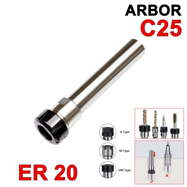 Jual Arbor C25 ER 20 150 Collet Chuck C 25 ER20 Straight Shank Milling ...