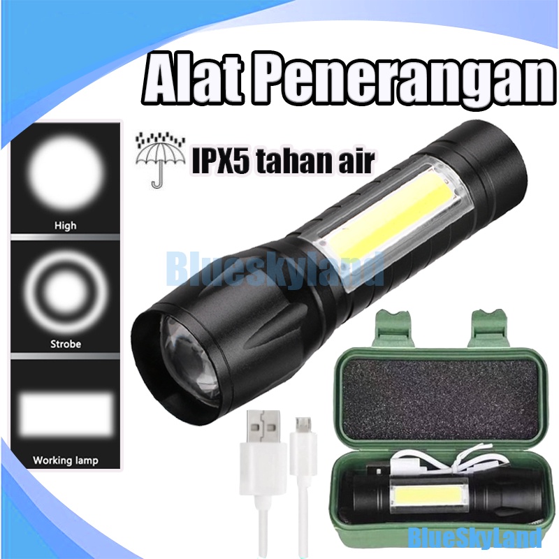 Jual Senter Cob LED Swat Police Light / Senter Mini Xpe Cob Zoom Super ...