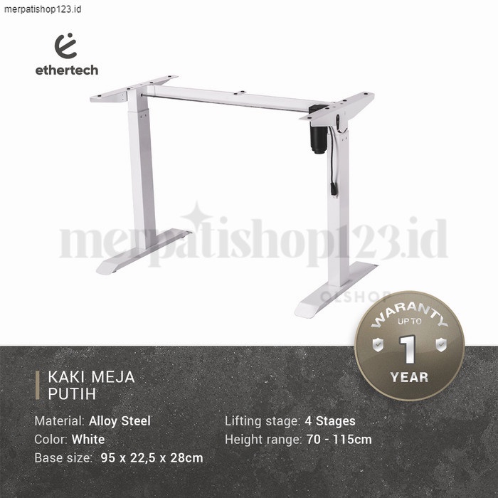 Jual Automatic Adjustable Desk / Meja Electric Otomatis Ethertech - Hitam - Putih | Shopee Indonesia