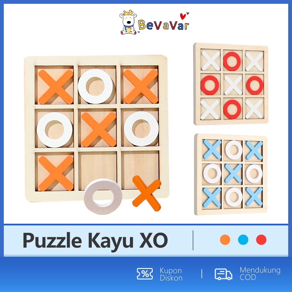 Jual BEVAVAR Puzzle Kayu XO Tic Tac Toe Board Game Wooden Toys | Shopee ...