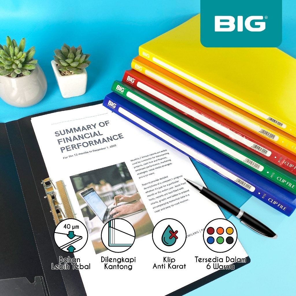 Jual Map Jepit Plastik Clip File Dokumen F4 / Folio BIG MF-8115 | Shopee Indonesia