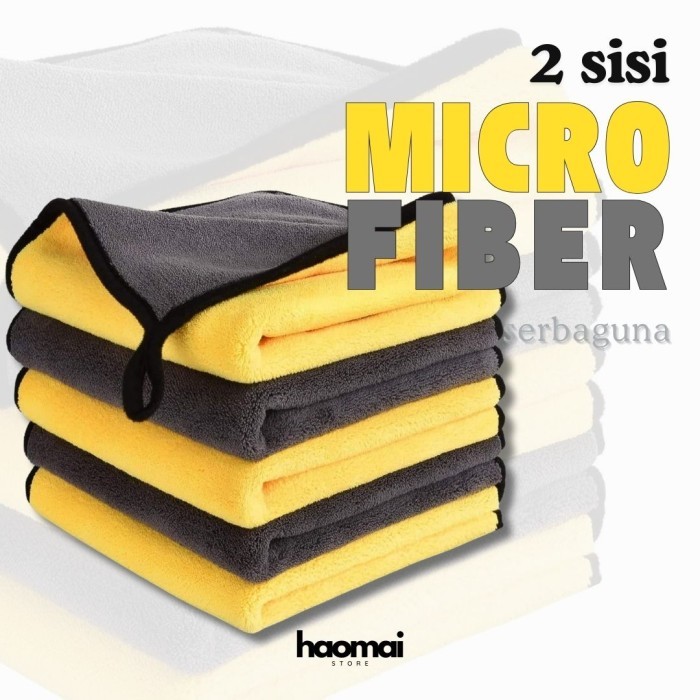 Jual Kain Lap Microfiber 2 sisi warna Serbaguna lap halus cuci mobil ...