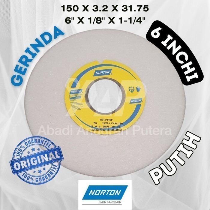 Jual Batu Gerinda Poles 6 inch 150x3,2x31,75 NORTON Mata Gurinda Asah ...