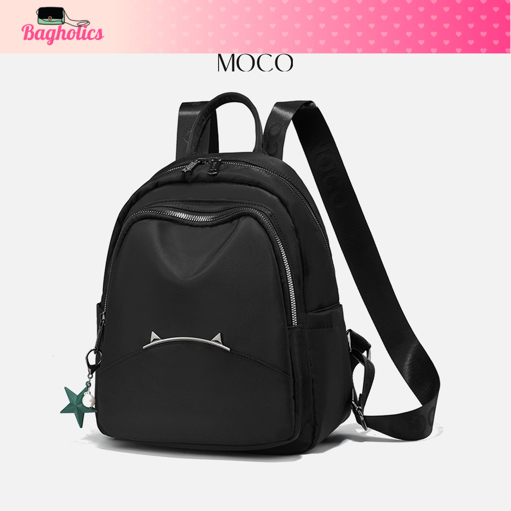 Jual MOCO Fashion Tas Ransel Wanita Backpack Nylon Kecil Mini Vintage Aksen Kucing Gantungan ...