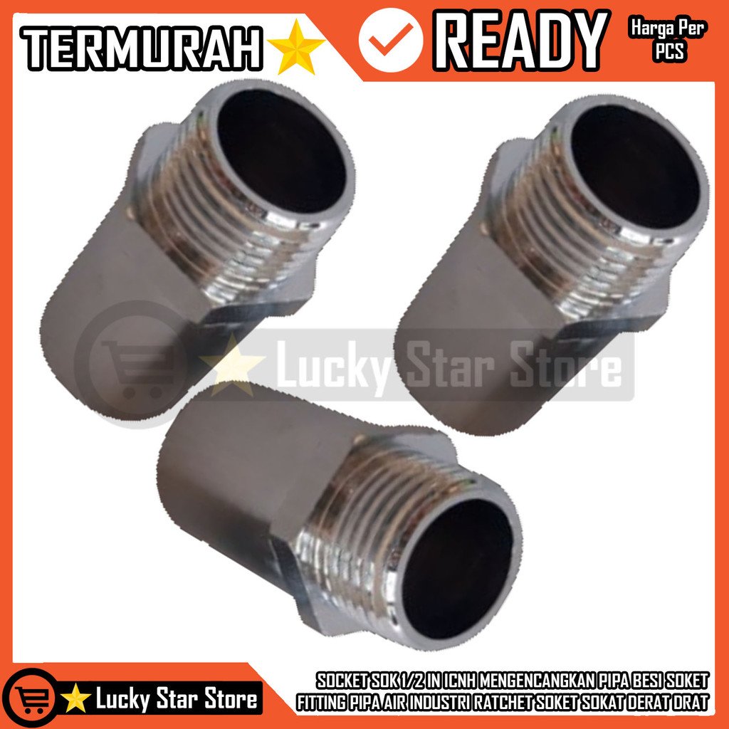 Jual Socket Sok 1/2 In Ich Inch Drat Luar Besi Fitting Pipa Gas Minyak ...